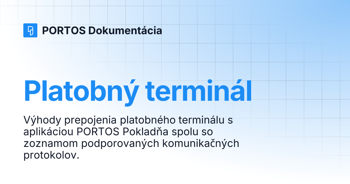 Platobný terminál | PORTOS Dokumentácia